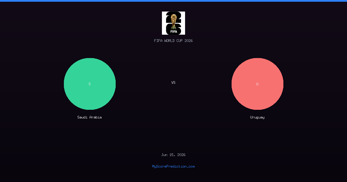 Saudi Arabia vs Uruguay — Pronóstico IA y Marcador Jun 15, 2026